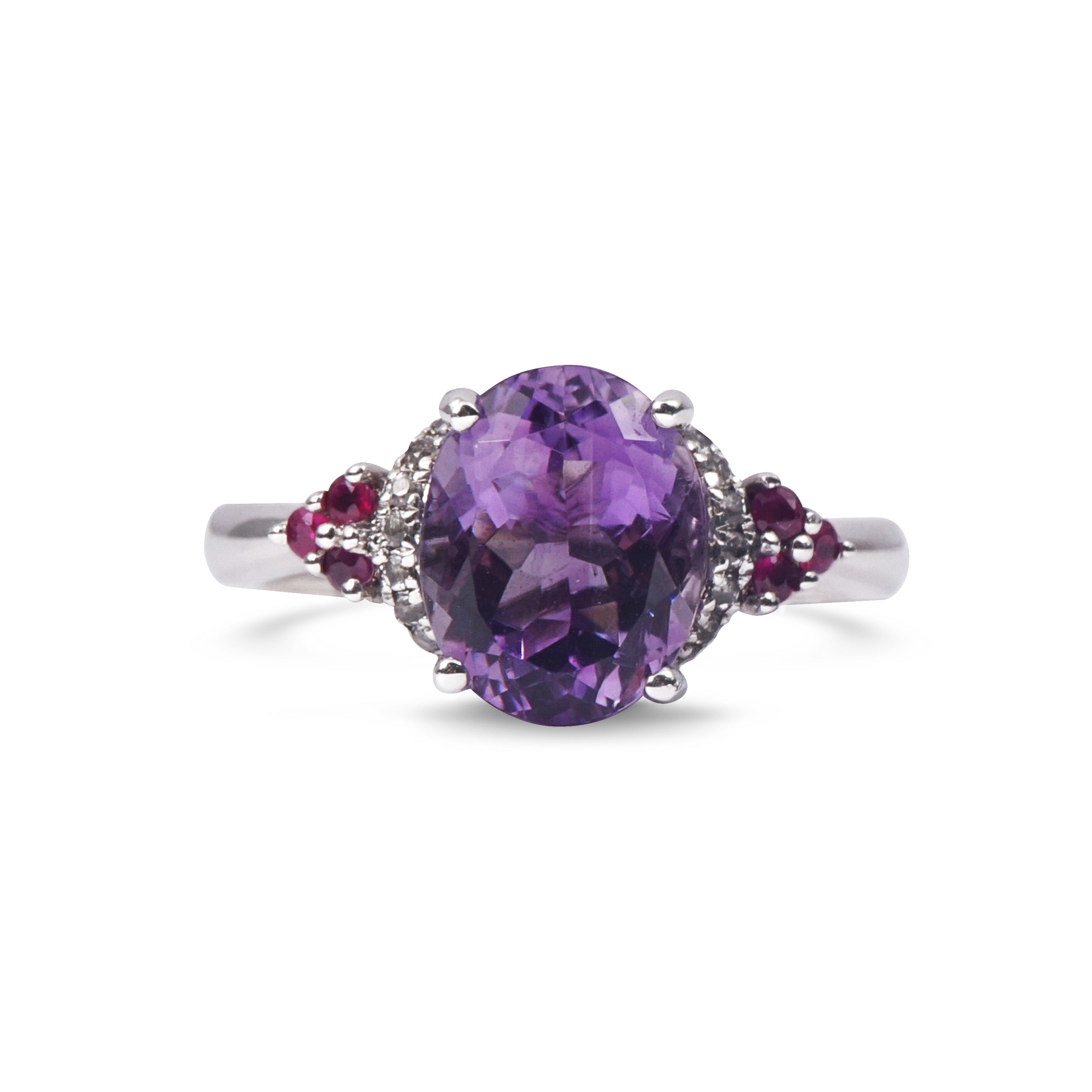 Gem-Grade Amethyst Oval with Ruby | GAEA