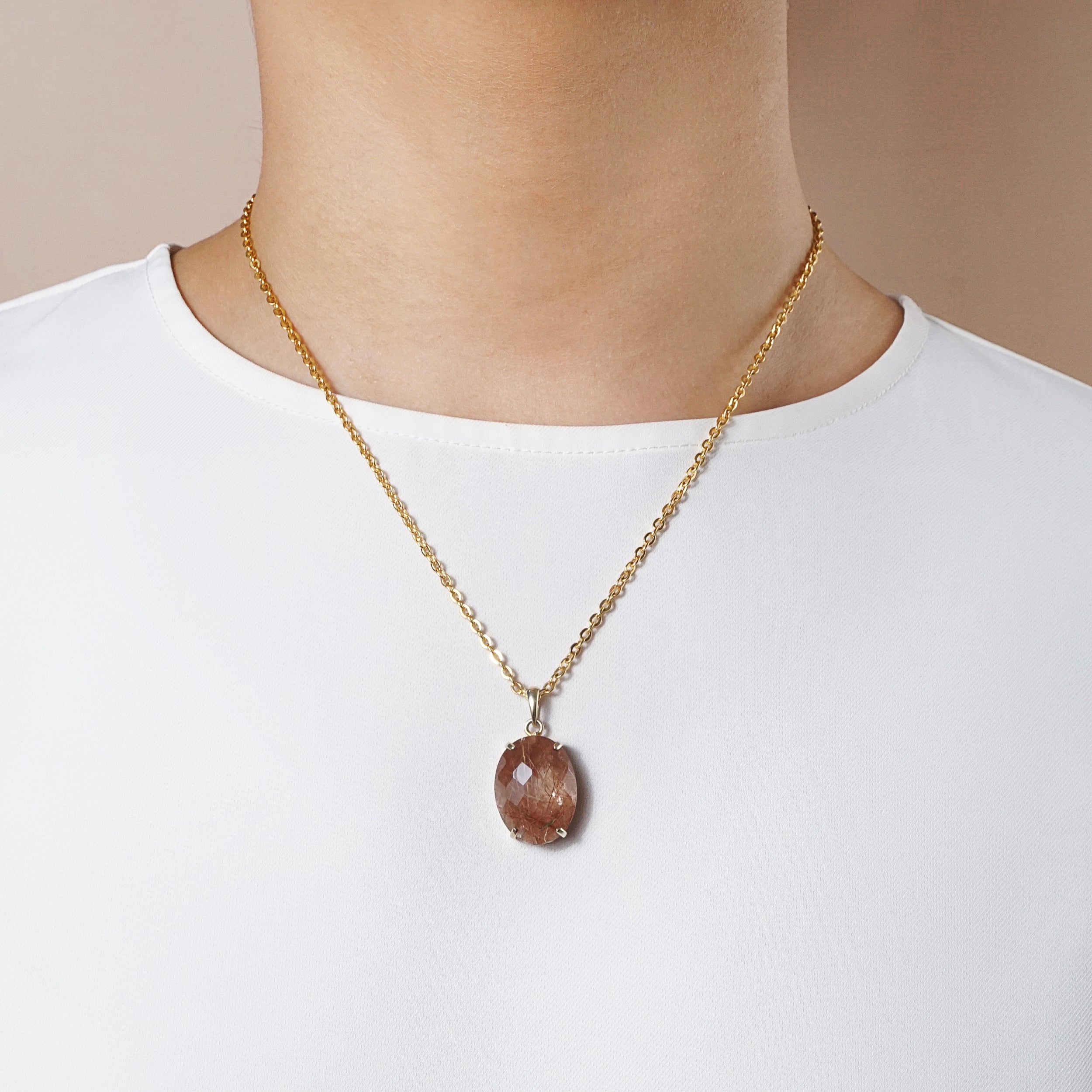 A-Grade Copper Rutilated Quartz Oval | GAEA