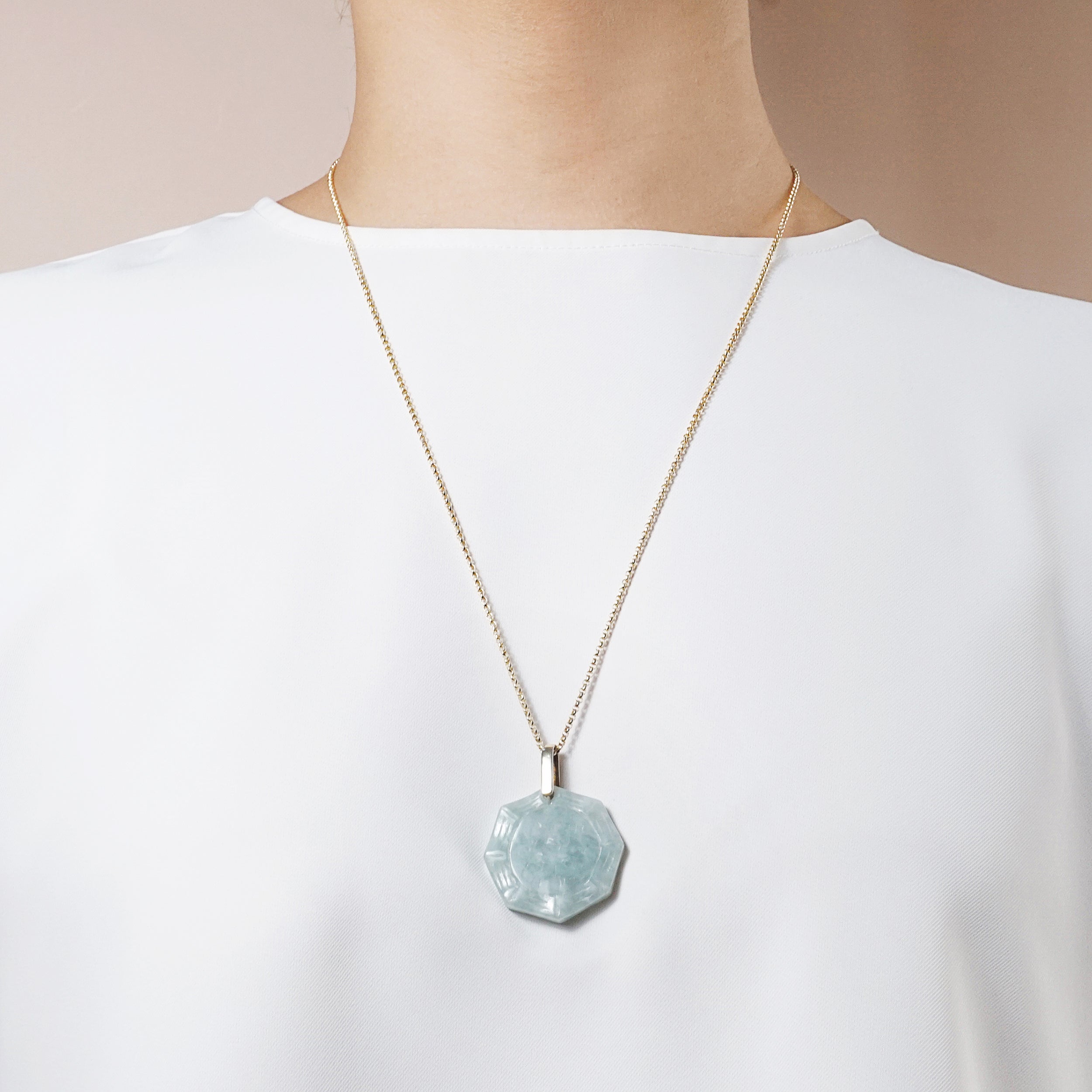 Carved Burma Jade Octagon | GAEA