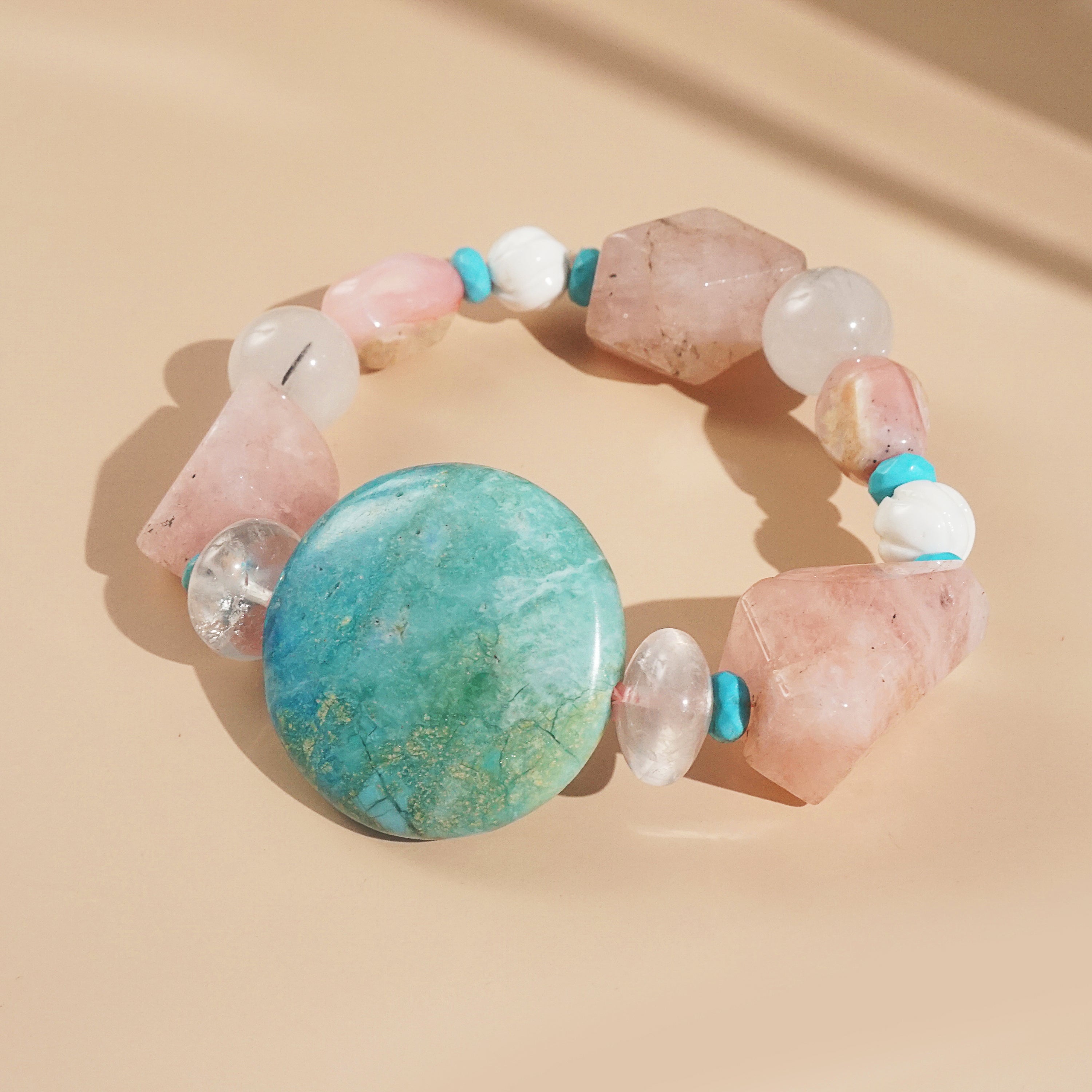 African Blue Opal, Morganite, and Turquoise Mixed Gemstones | GAEA