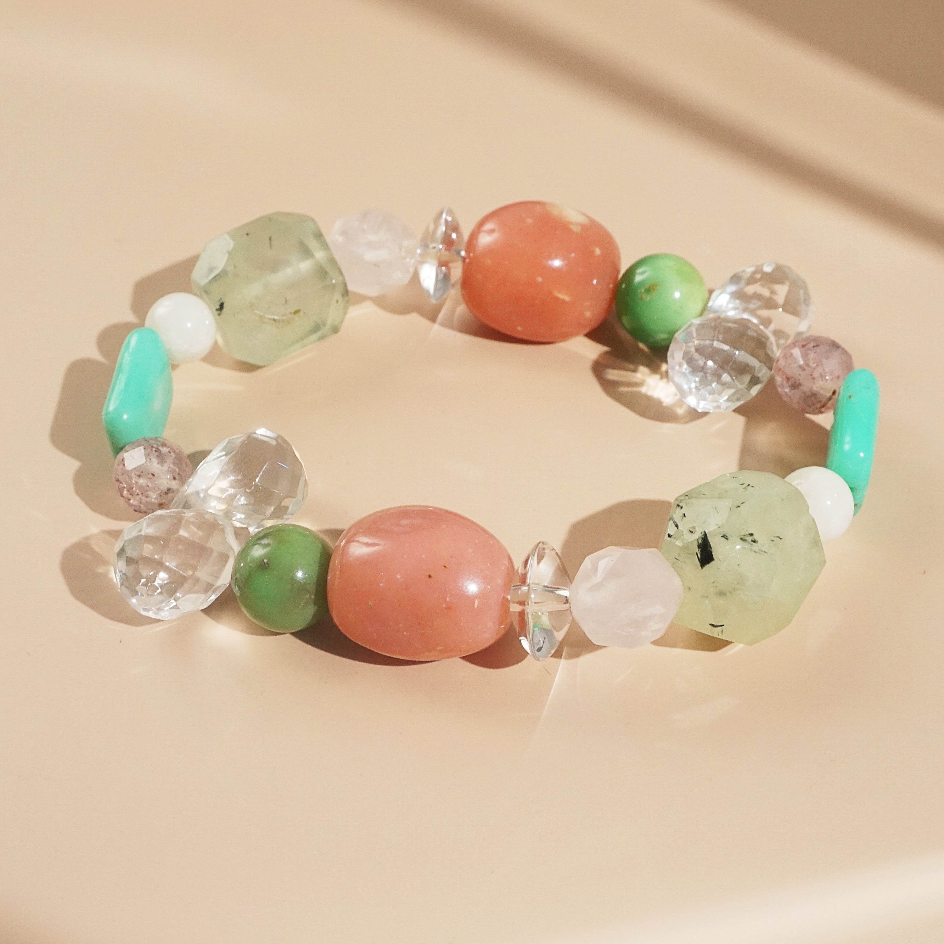 Pink Opal, Prehnite, and Clear Quartz Mixed Gemstones | GAEA