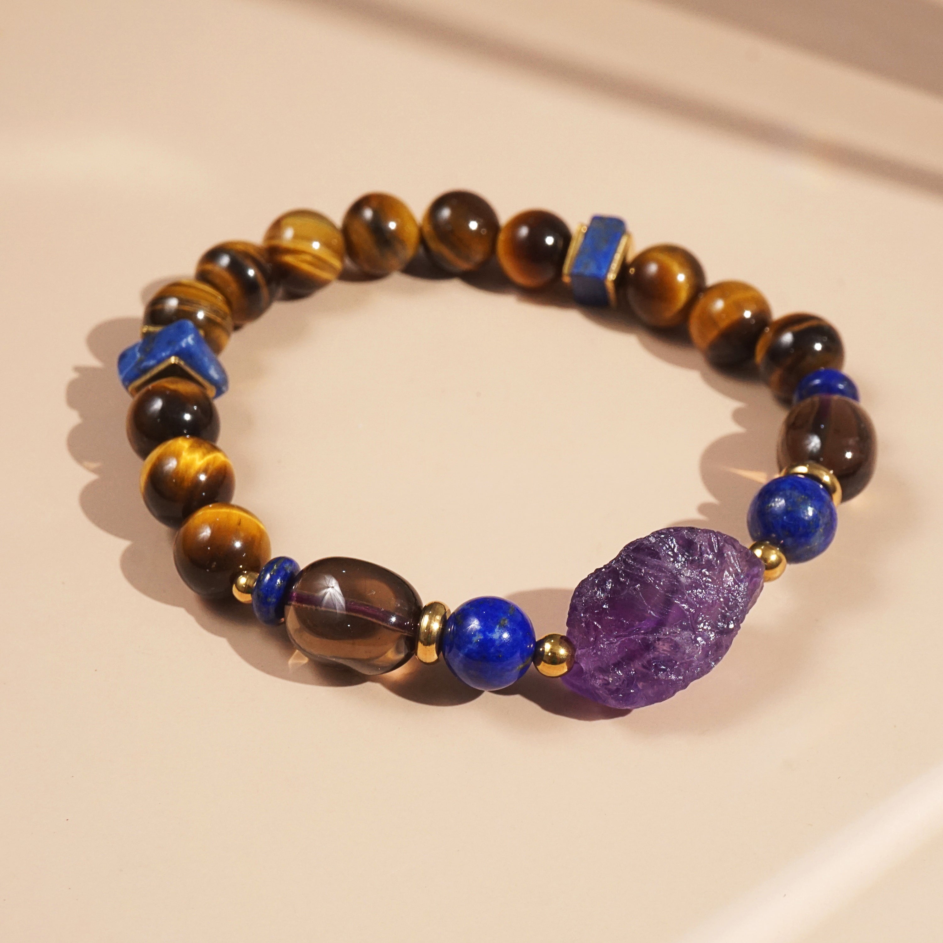 Amethyst, Lapis Lazuli, Smoky Quartz, and Tiger Eye | GAEA